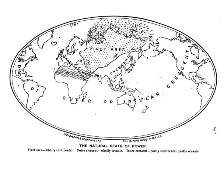 Mackinder’s map of the natural seats of power (1904) – Géostratégie
